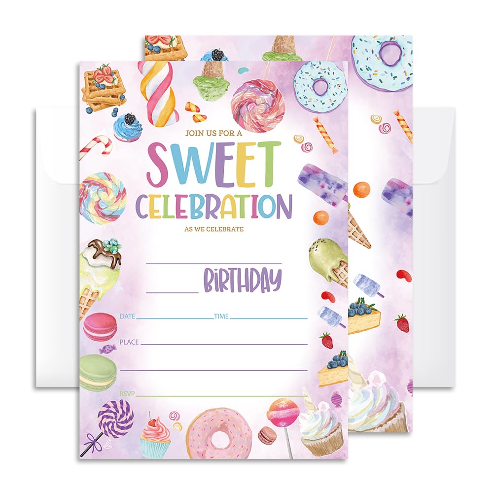 Candy Shoppe Theme Party Invitations Sweet Shoppe Candy Shop Themed