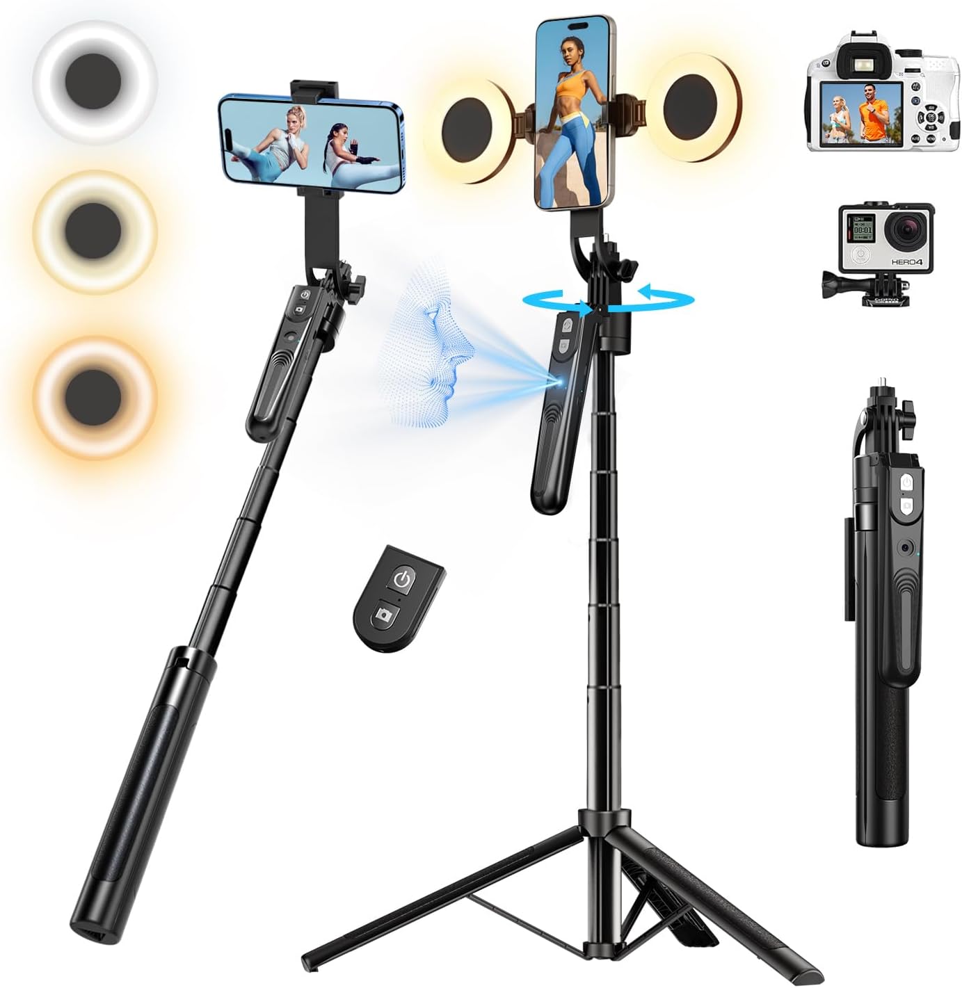 Auto Face Tracking Tripod 360° Rotation with Stand, 70.9" Ai Motion ...