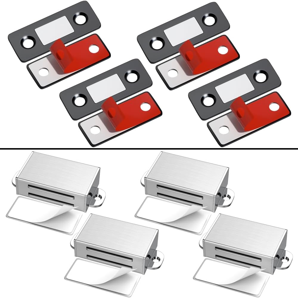 Jiayi 4 Pack Ultra Thin Door Magnet Bundle with 4 Pack Adhesive ...