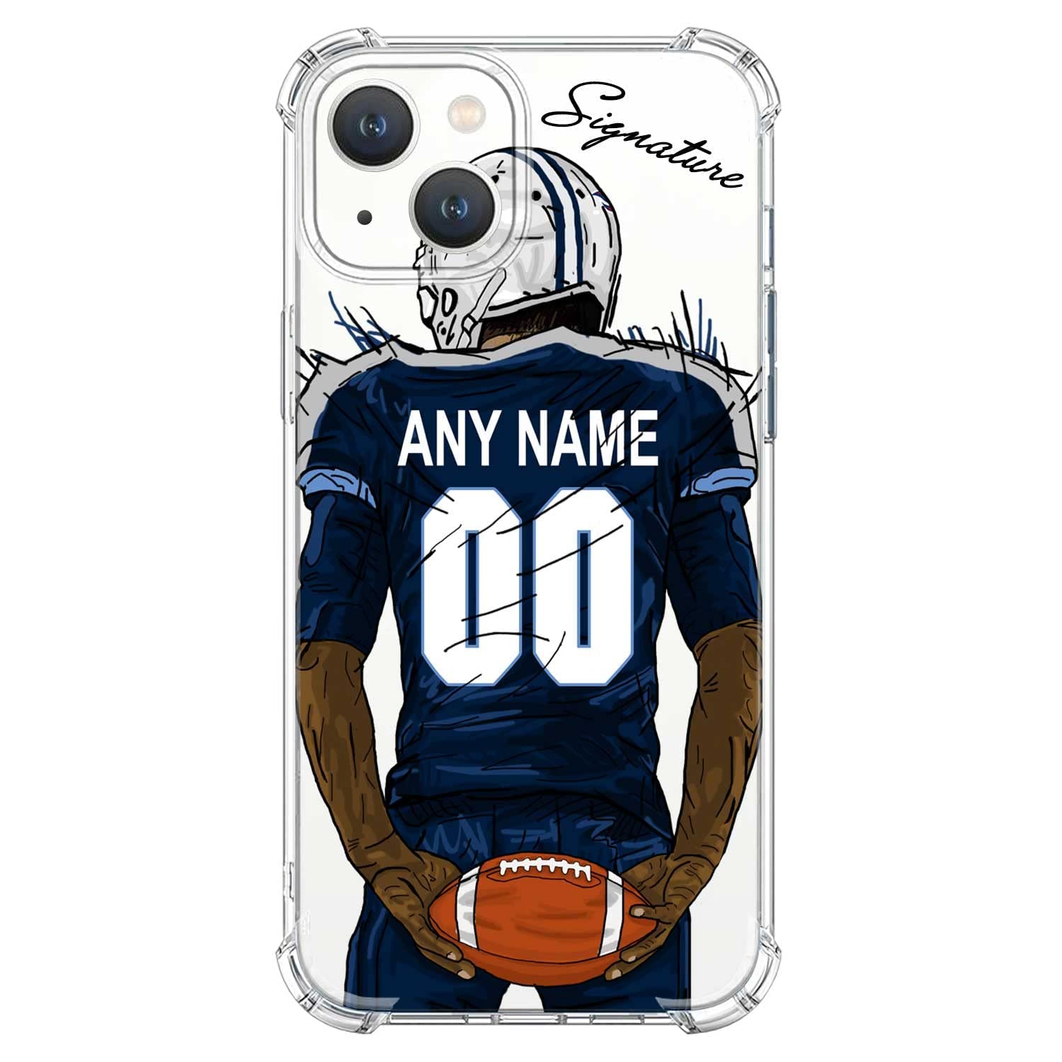 Amazon.com: VNGDA Custom Name & Number Crystal Clear Football Case for ...
