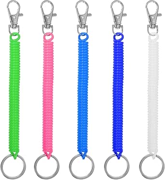 Amazon.com: PATIKIL Retractable Coil Springs Keychain, 5 Pack Anti-lost ...