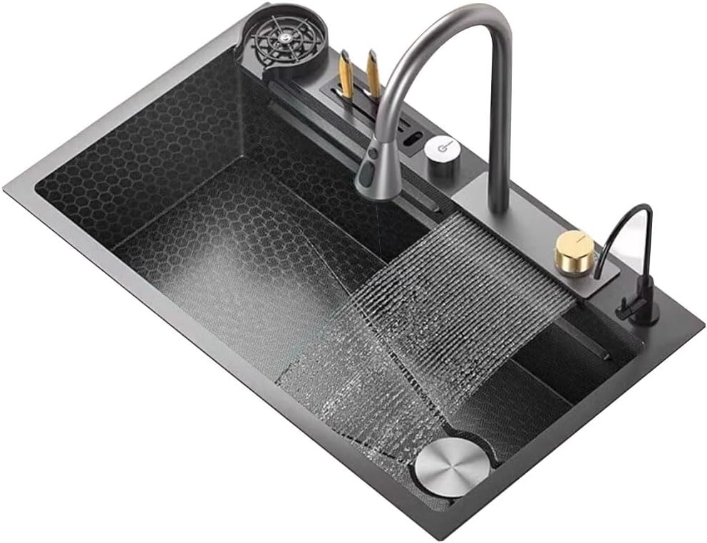 Kitchen Multifunctional Stainless Steel Waterfall Sink Kitchen ...