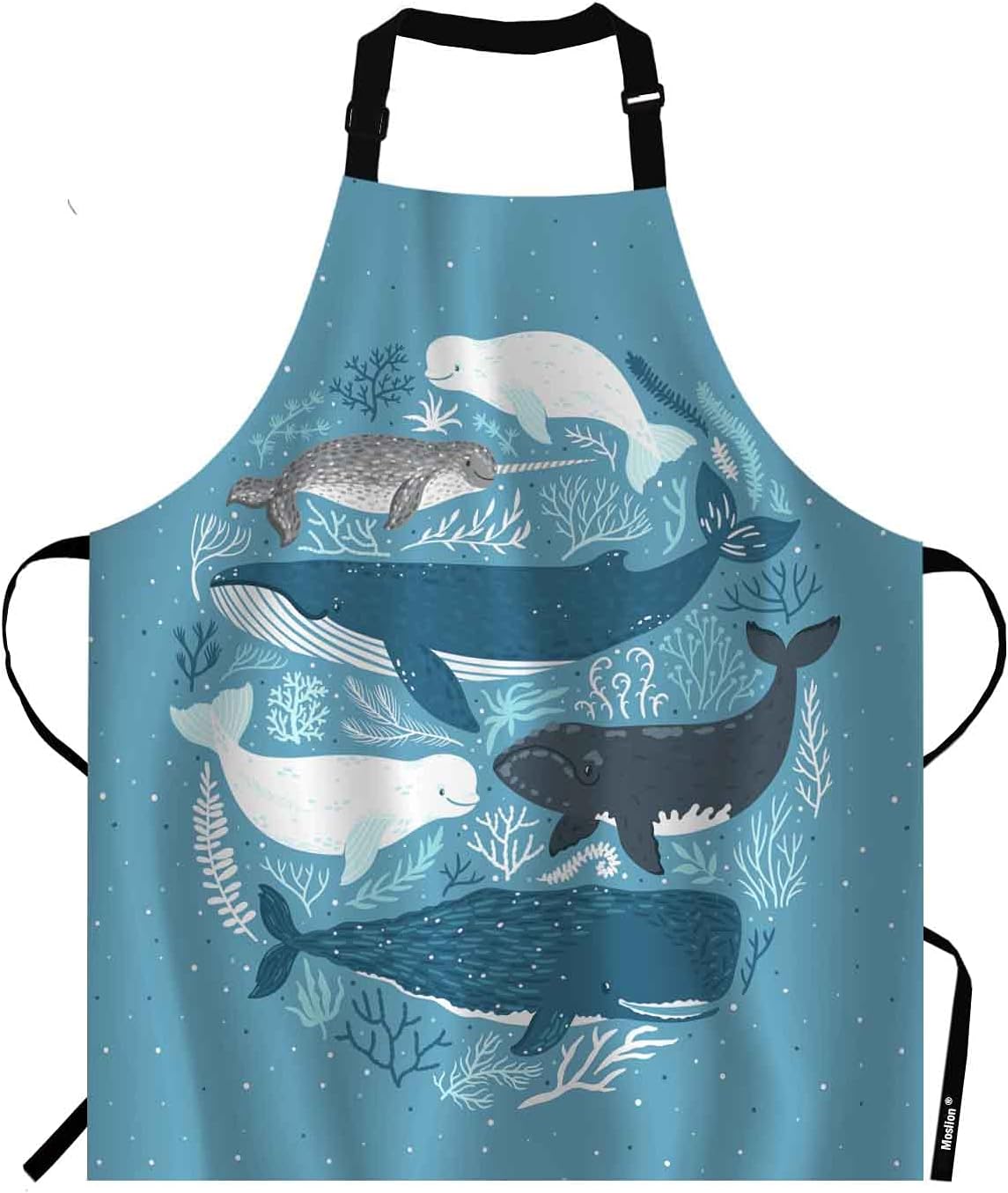 Moslion Sea Animals Apron,Nautical Ocean Sea Seaweed Coral Whale Shark ...