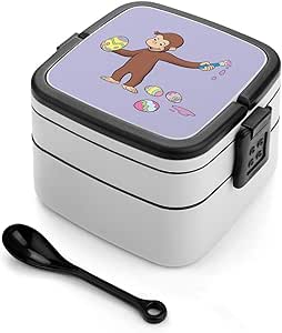 Amazon.co.jp: Curious George Bento Box, 2 Tiers, Fluffy, Lunch Box ...