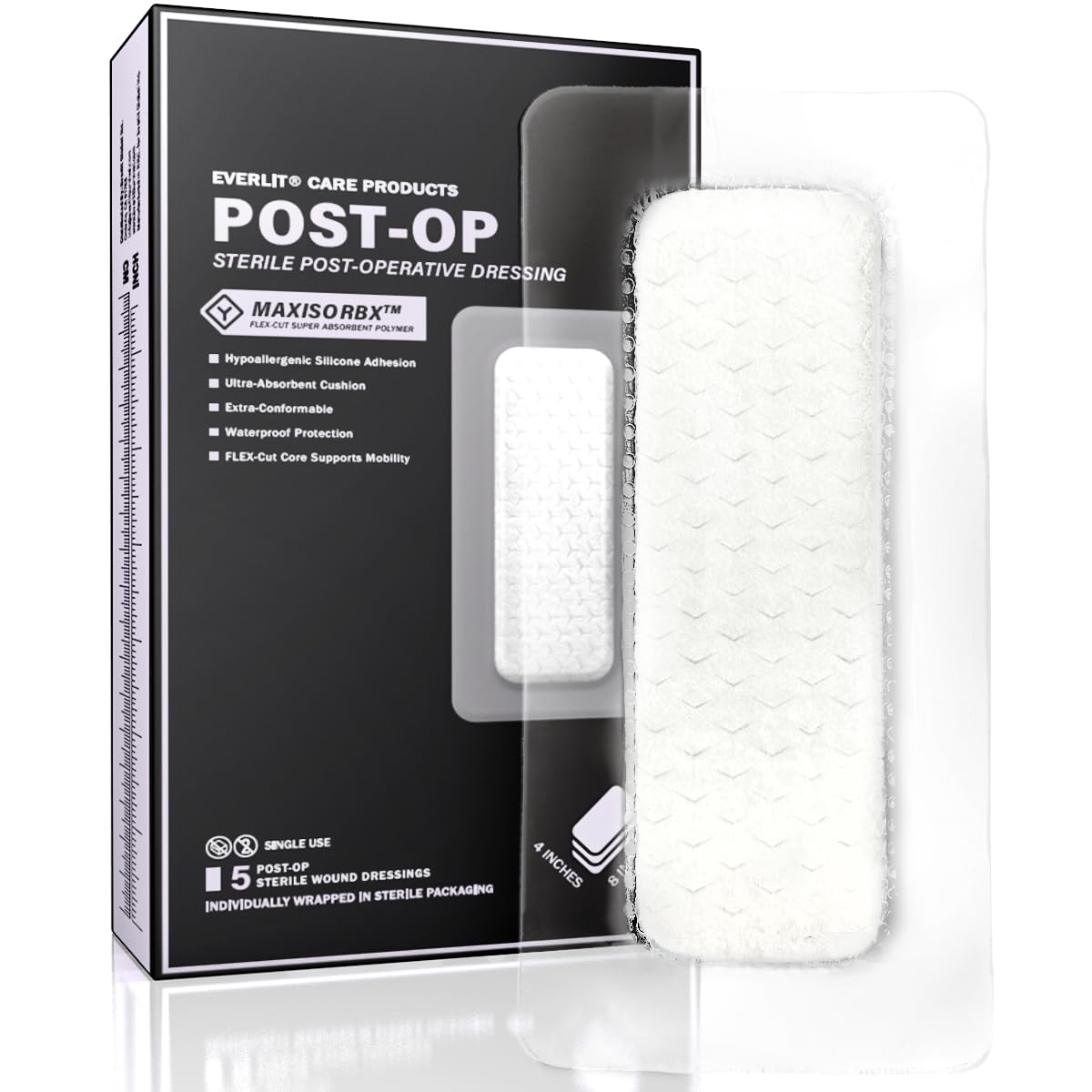 Everlit Post Op Dressing Sterile Waterproof Adhesive Dressing For Post ...