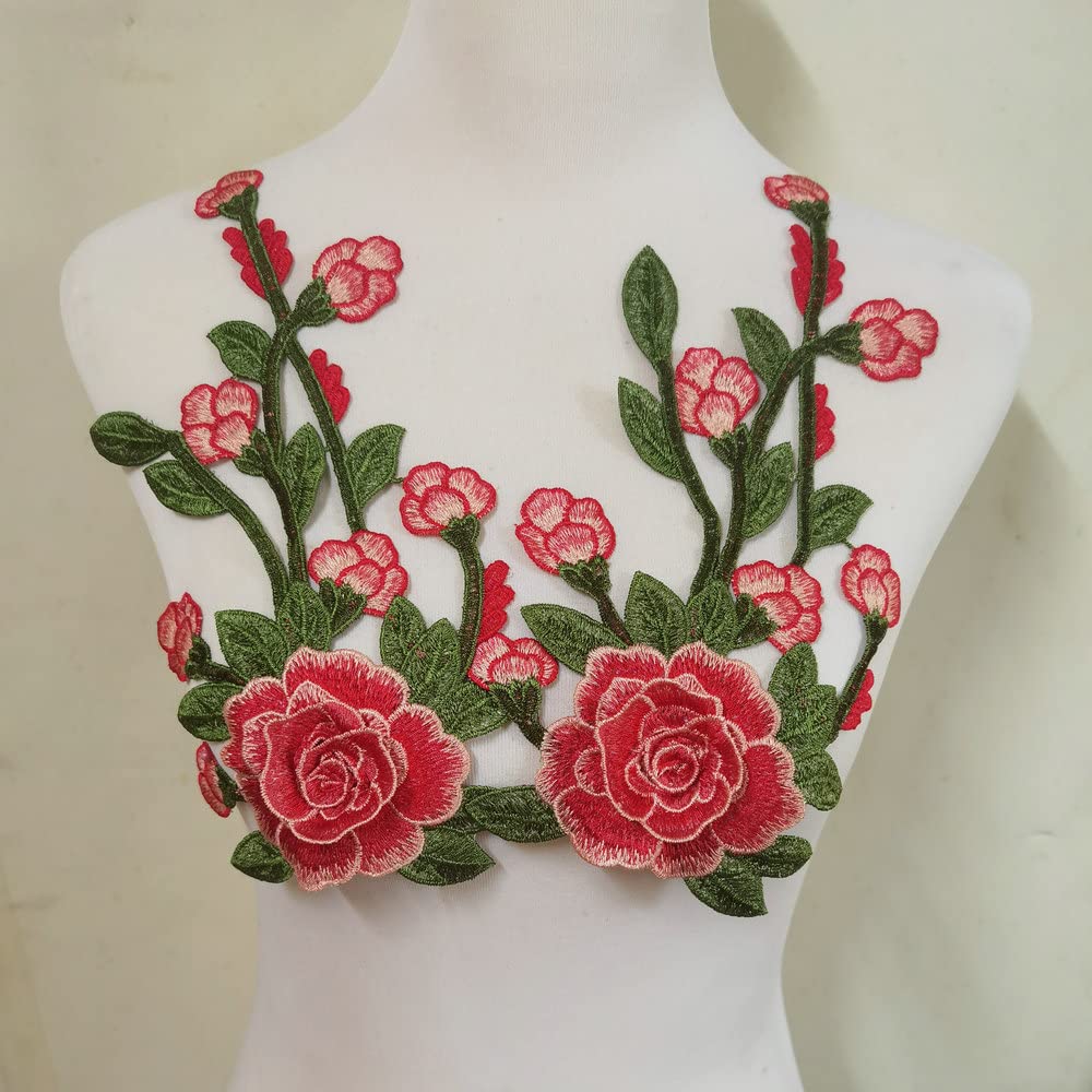 Amazon.com: 2 PCS Flowers Embroidered Patch Sticker for Clothing Jacket ...