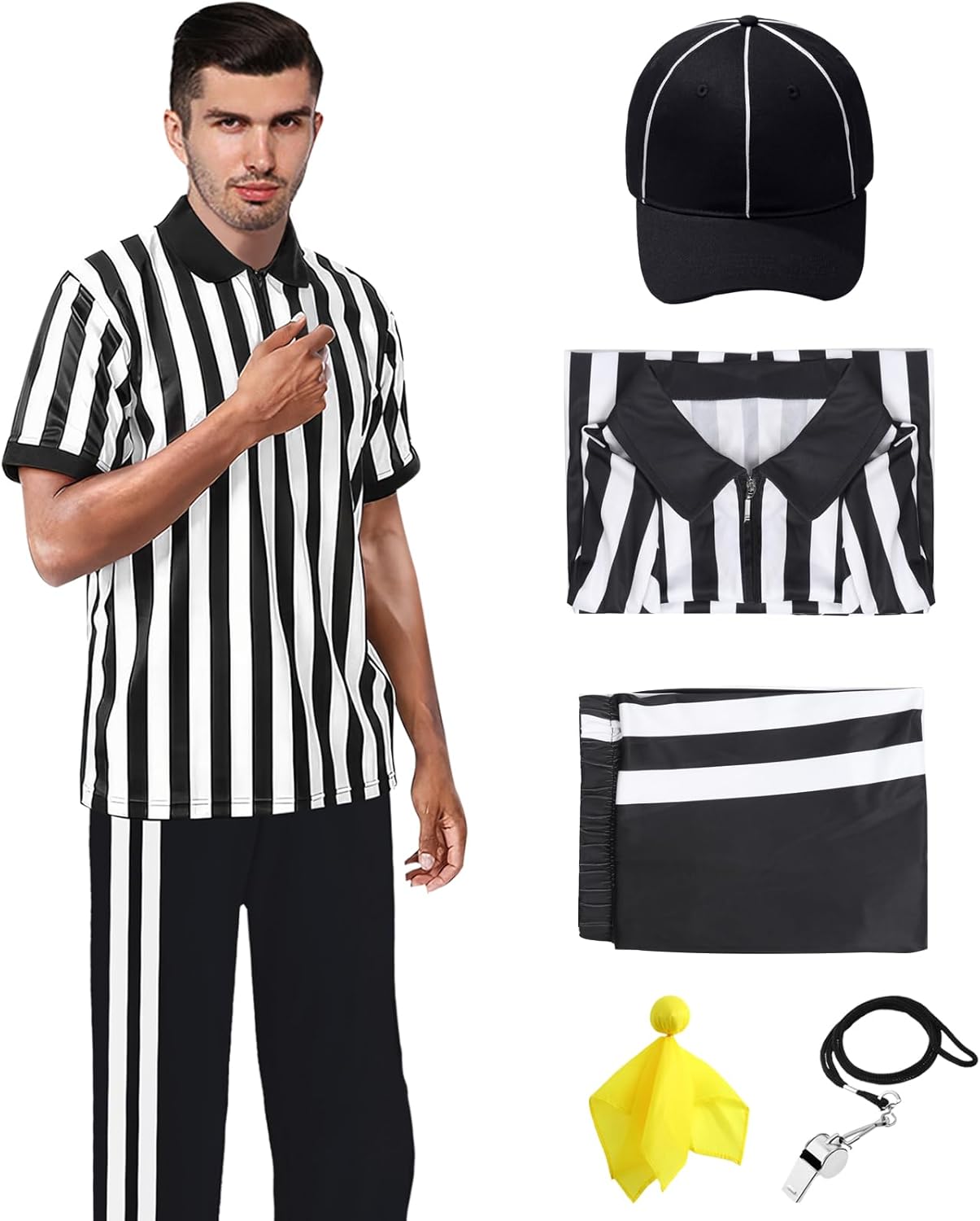 Amazon.com: Mprocen 5Pcs Men Referee Costume Kit Official Referee Shirt ...