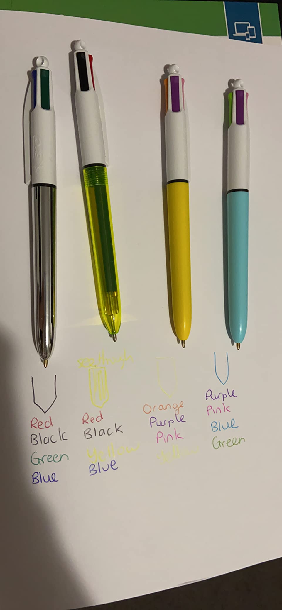 BIC 4 Colours Ball Pen Set with Sun, Fun, Shine, Fluo, Mini, and ...
