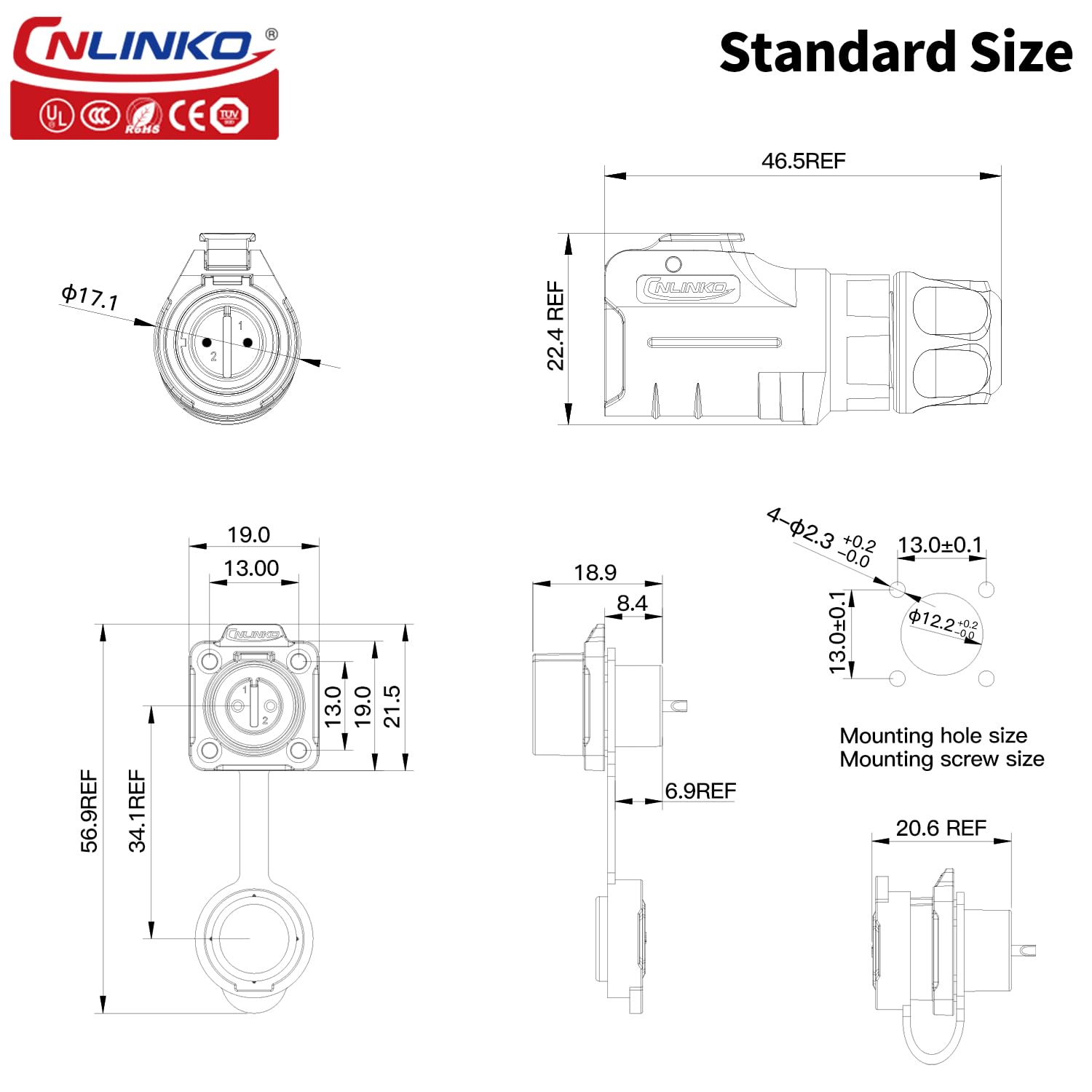Snapklik.com : CNLINKO Gold-Plated 6 Pin Quick Electrical Plastic ...