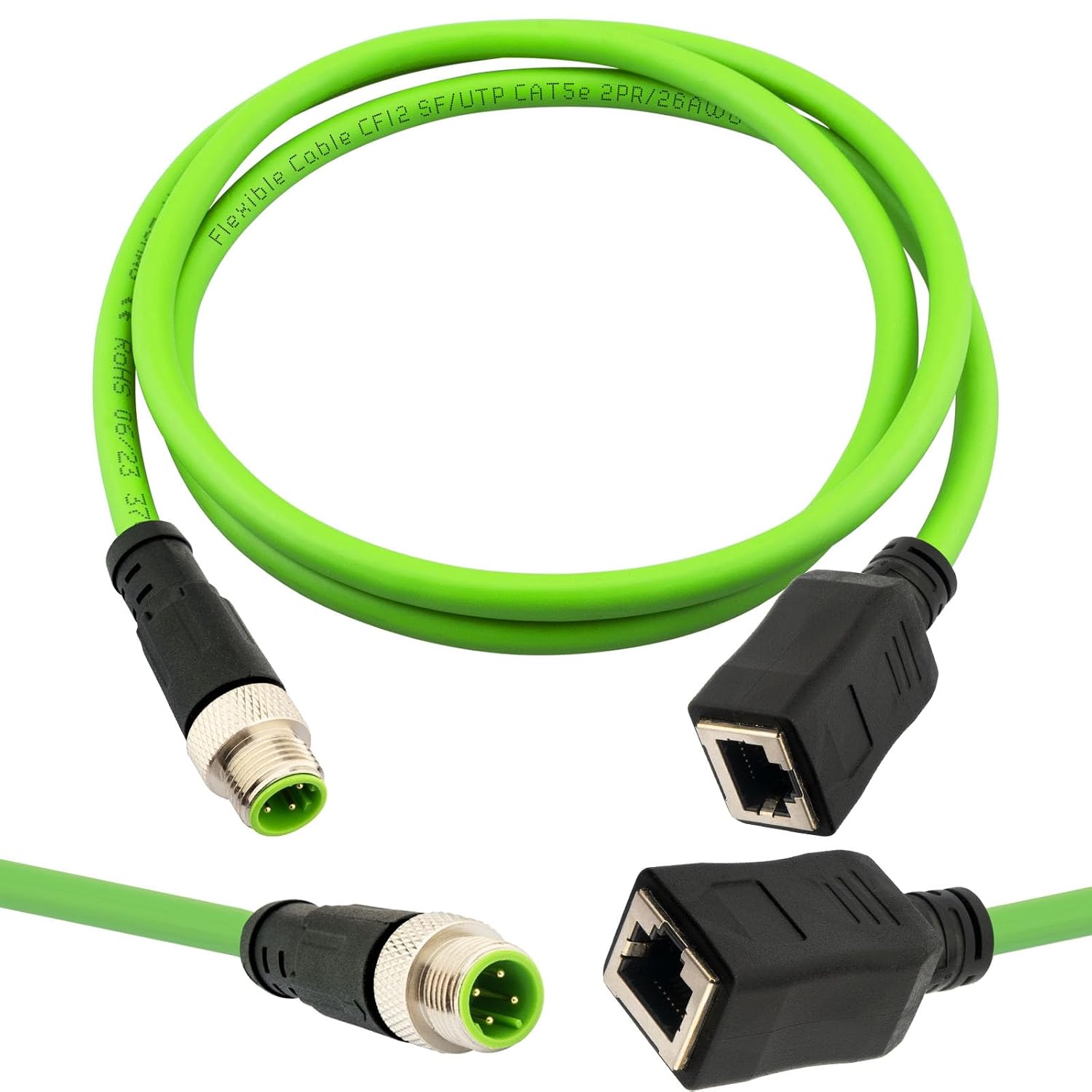 Amazon.com: Lonlonty M12 to RJ45 Female Industrial Ethernet Cable ...
