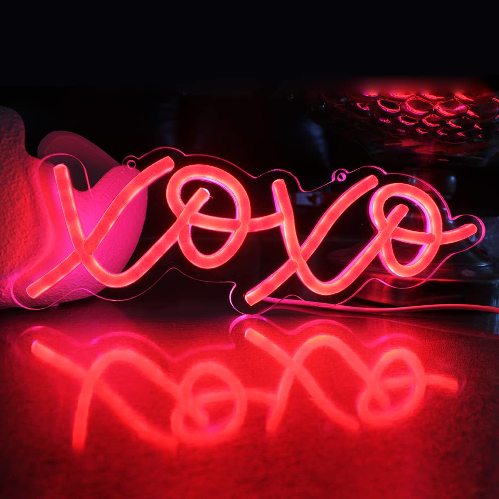 Amazon.com : XOXO Red LED neon light sign Night Lights For Wall Decor ...
