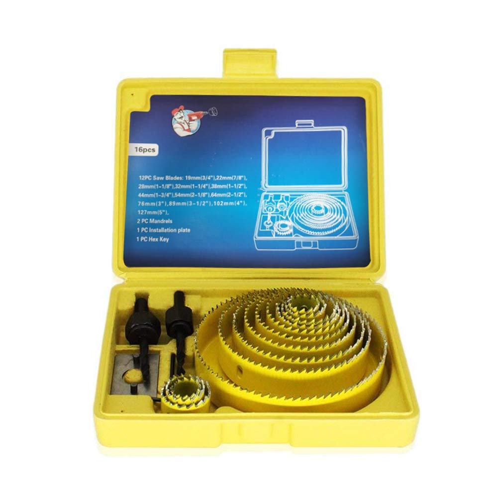 ValueHall 18 PCS Carbon Steel Hole Saw Kit for Wood, Plasterboard ...