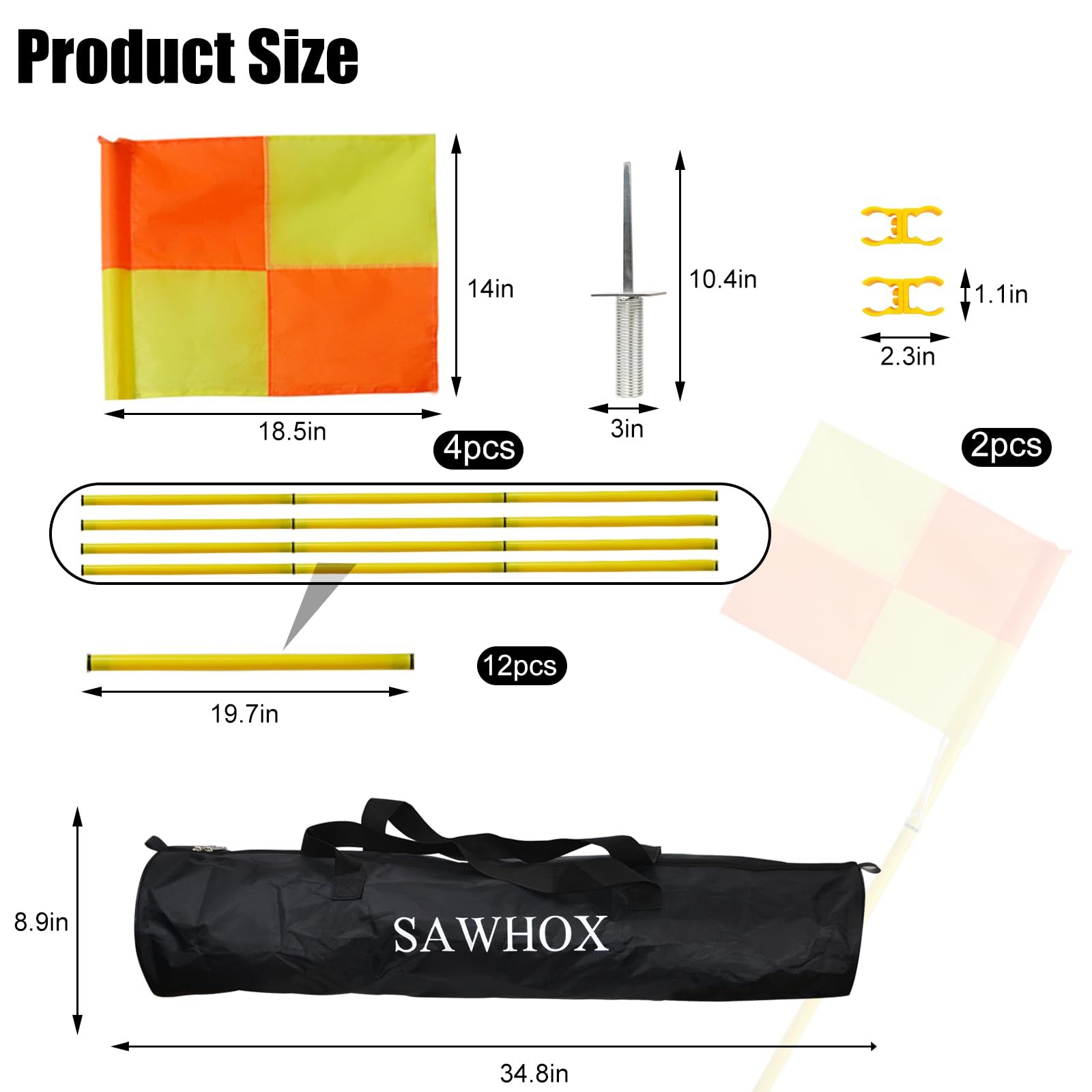 Soccer Corner Flags with Storage Bag - Set of 4 59-Inch Soccer Agility ...