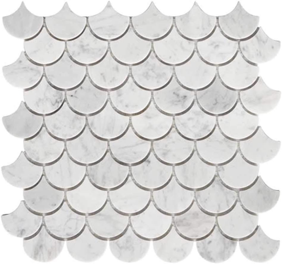 E-MosaicTile Scallop Marble Mosaic Tile Kitchen Backsplash Bathroom ...