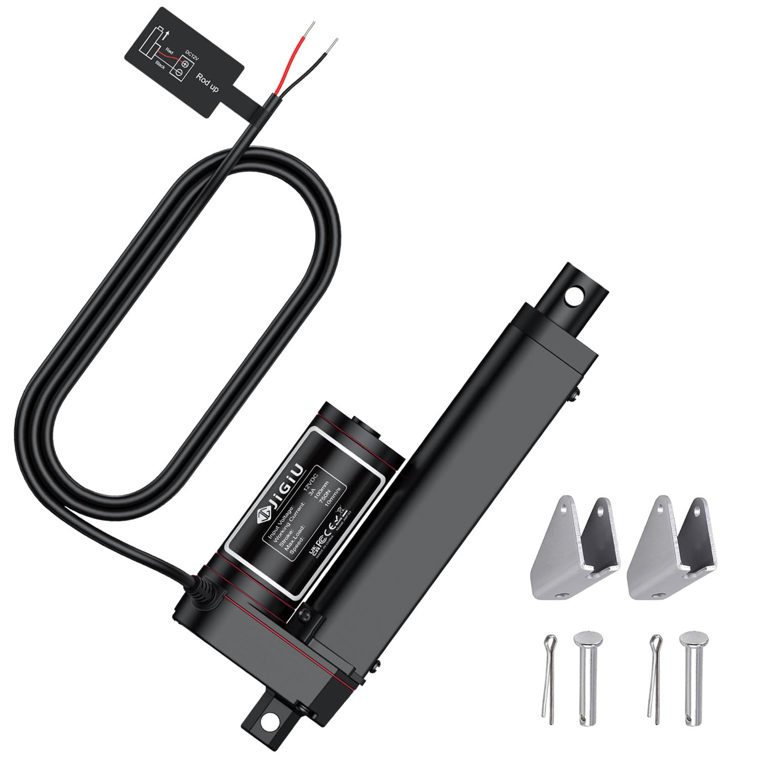 Snapklik.com : JiGiU 12V Actuator Heavy Duty 165lbs/750N Linear ...