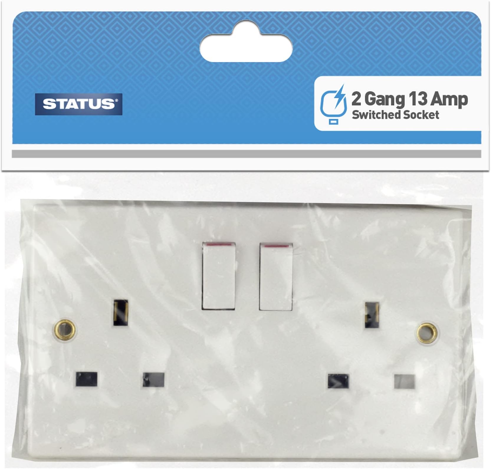 MK Logic Plus Double Socket (K2747 WHI DP) 13A 2 Gang, in white, with ...