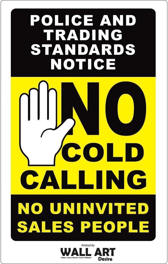 Pack of 2 - No Cold Calling Door Signs - Size 75mm x 120mm - Self ...
