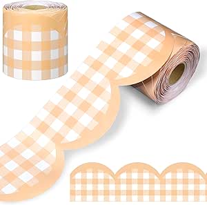 Amazon.com: Zonon 65ft Checkered Bulletin Board Border Scalloped ...