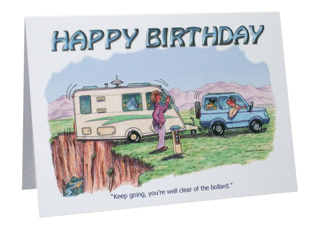 Happy Birthday Caravanning Humour Cartoon A5 Funny Blank Greeting Card ...