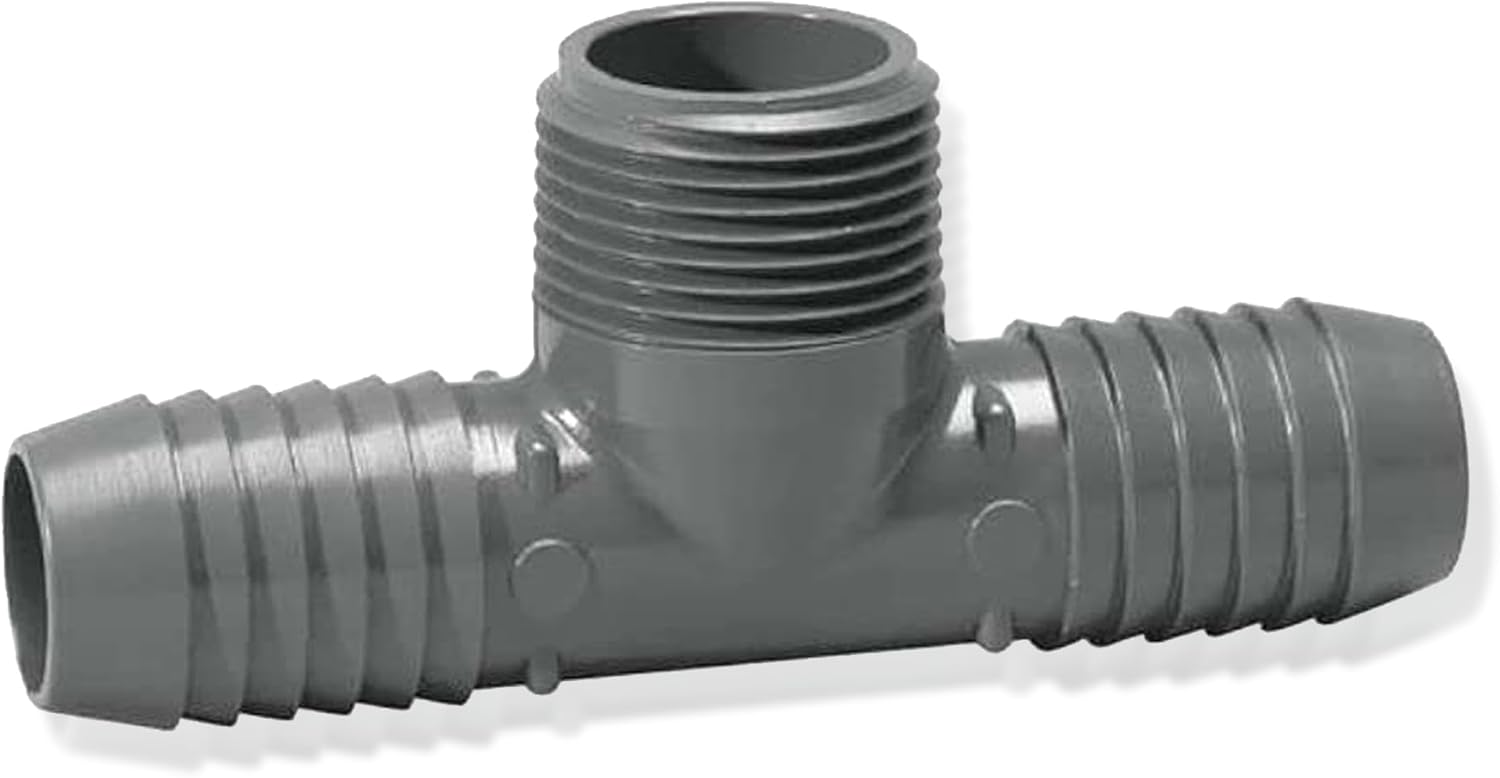 Sch 40 PVC Barbed Tee Fitting - 1 Inch Barbed Insert x 1 Inch MNPT Male ...