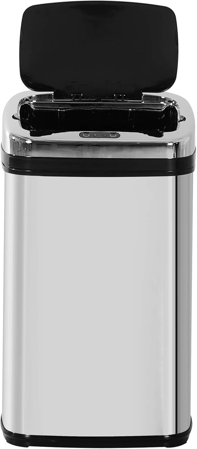 HOMCOM 30L Automatic Kitchen Bin with Lid, Stainless Steel Sensor Bin ...