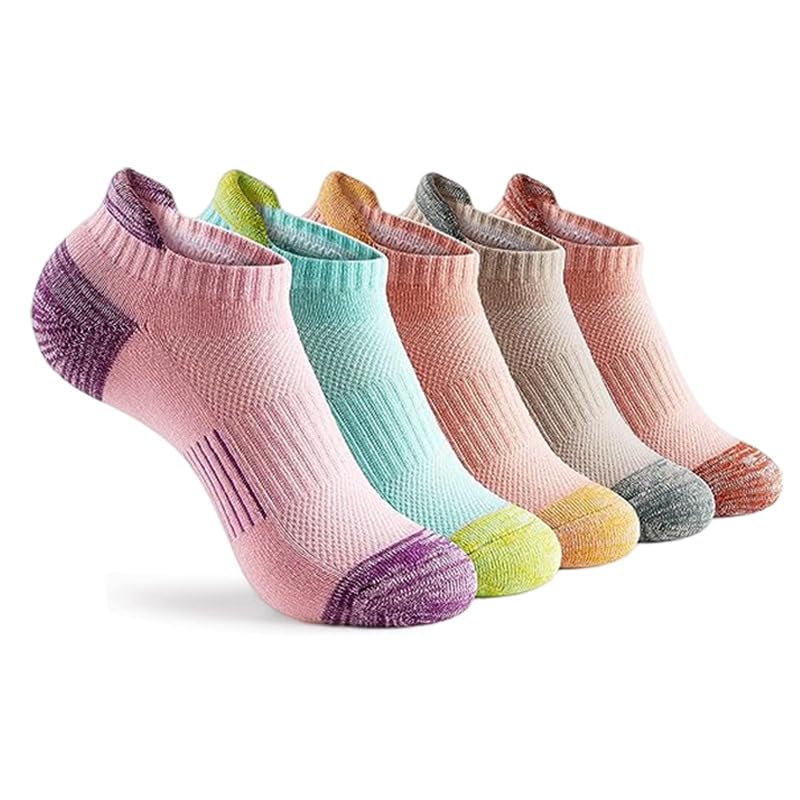 Generic Low Cut Ankle Socks, Assorted Pastel Colors, Pack of 5, 6.5-10.5