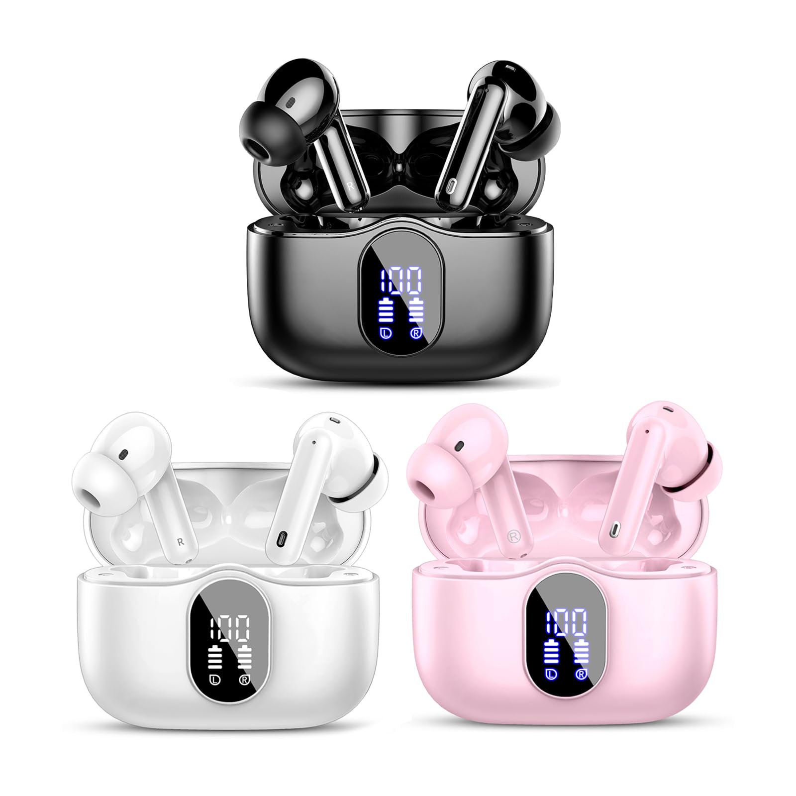 Amazon.com: 3 Sets Wireless Earbuds, Bluetooth 5.3 Headphones Bass ...