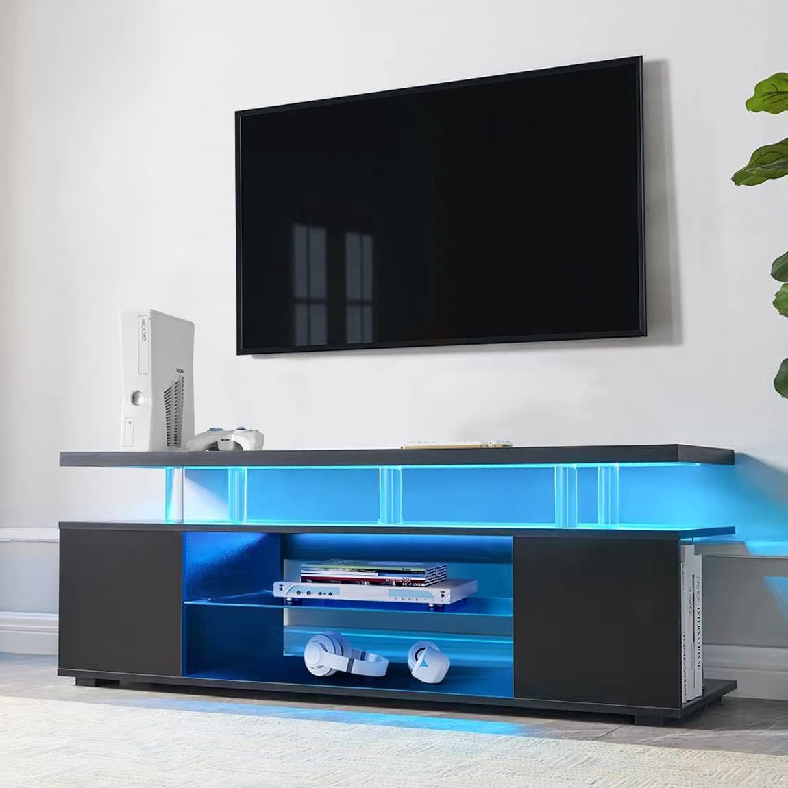 Amazon.com: Cubehom LED TV Stand Modern Entertainment Center for Living ...