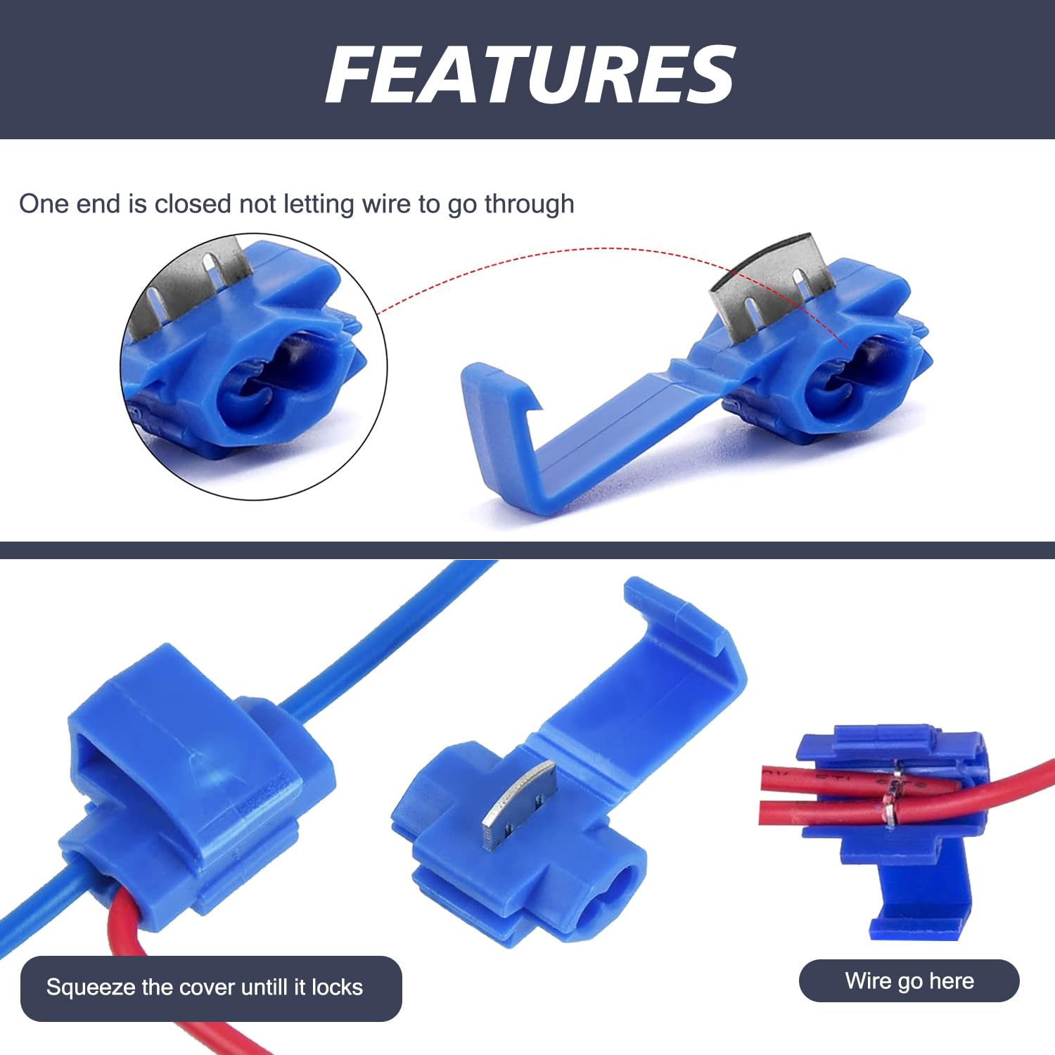 Snapklik.com : Chanzon 140pcs Quick Splice Wire Connectors Snap Kit For ...