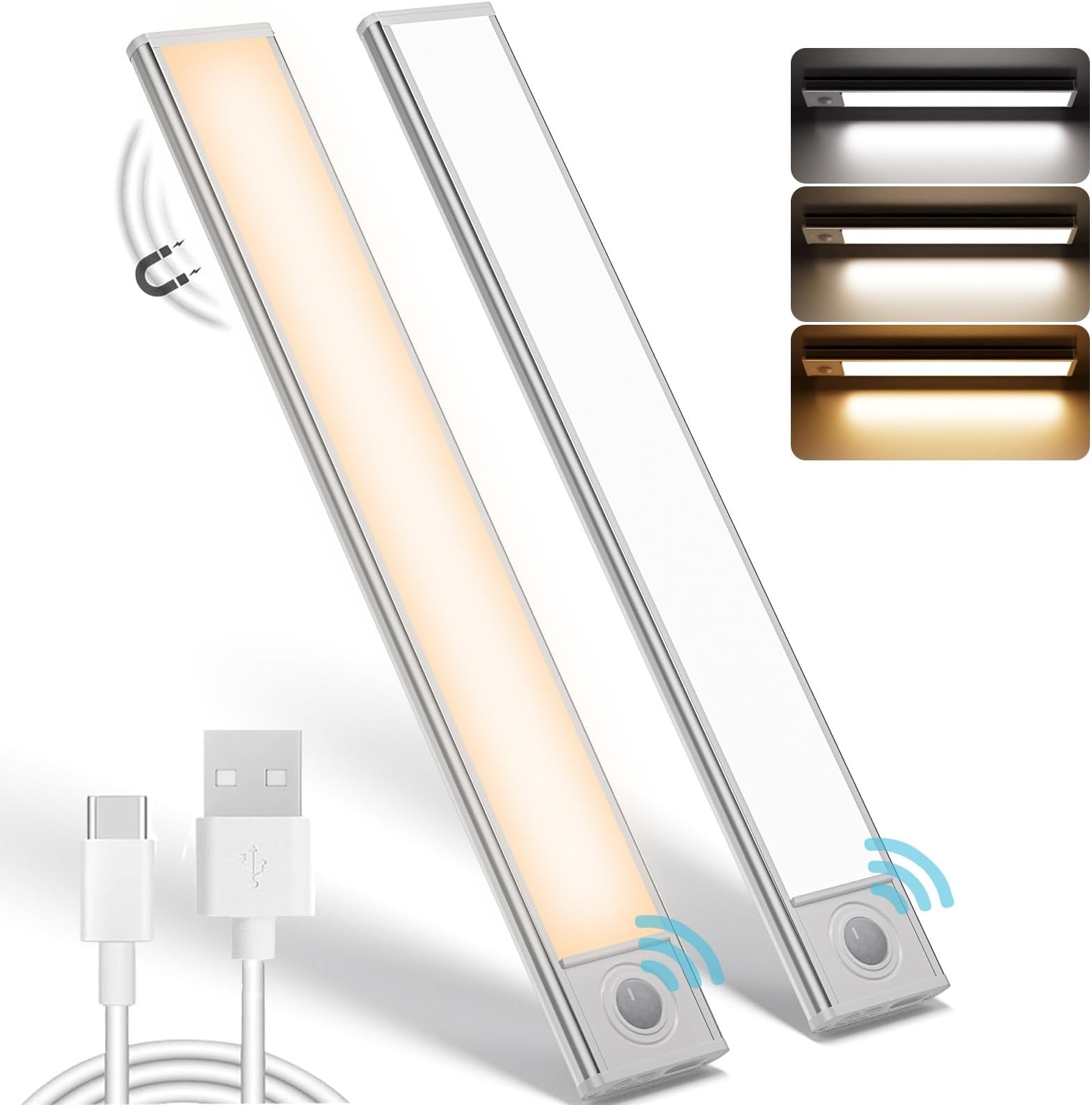 30CM Under Cabinet Kitchen Lights, 2Pack 120 LED Motion Sensor Cupboard ...