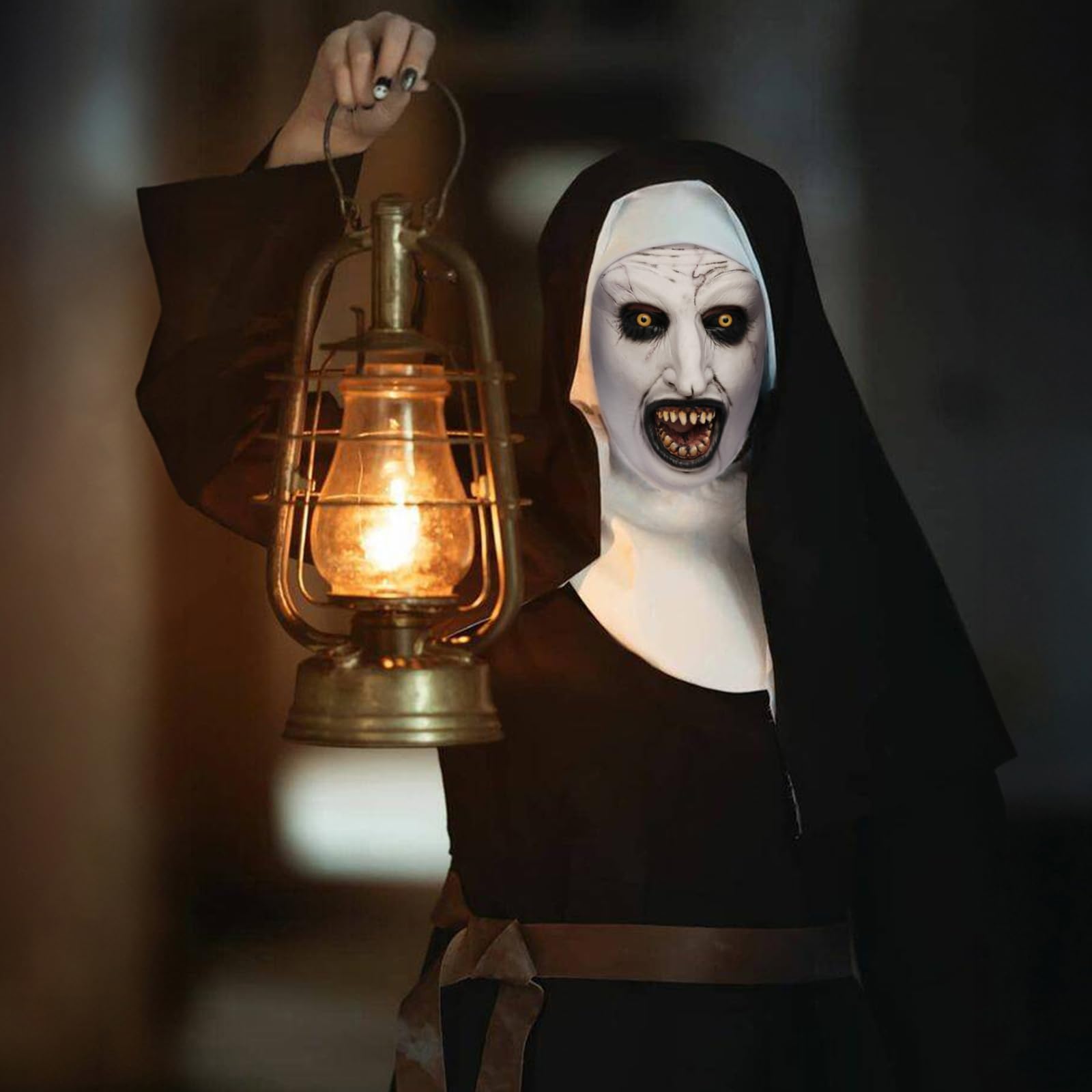 MXJFYY Scary Cosplay Costume Mask, Scary Full Head Nun Costume Mask ...