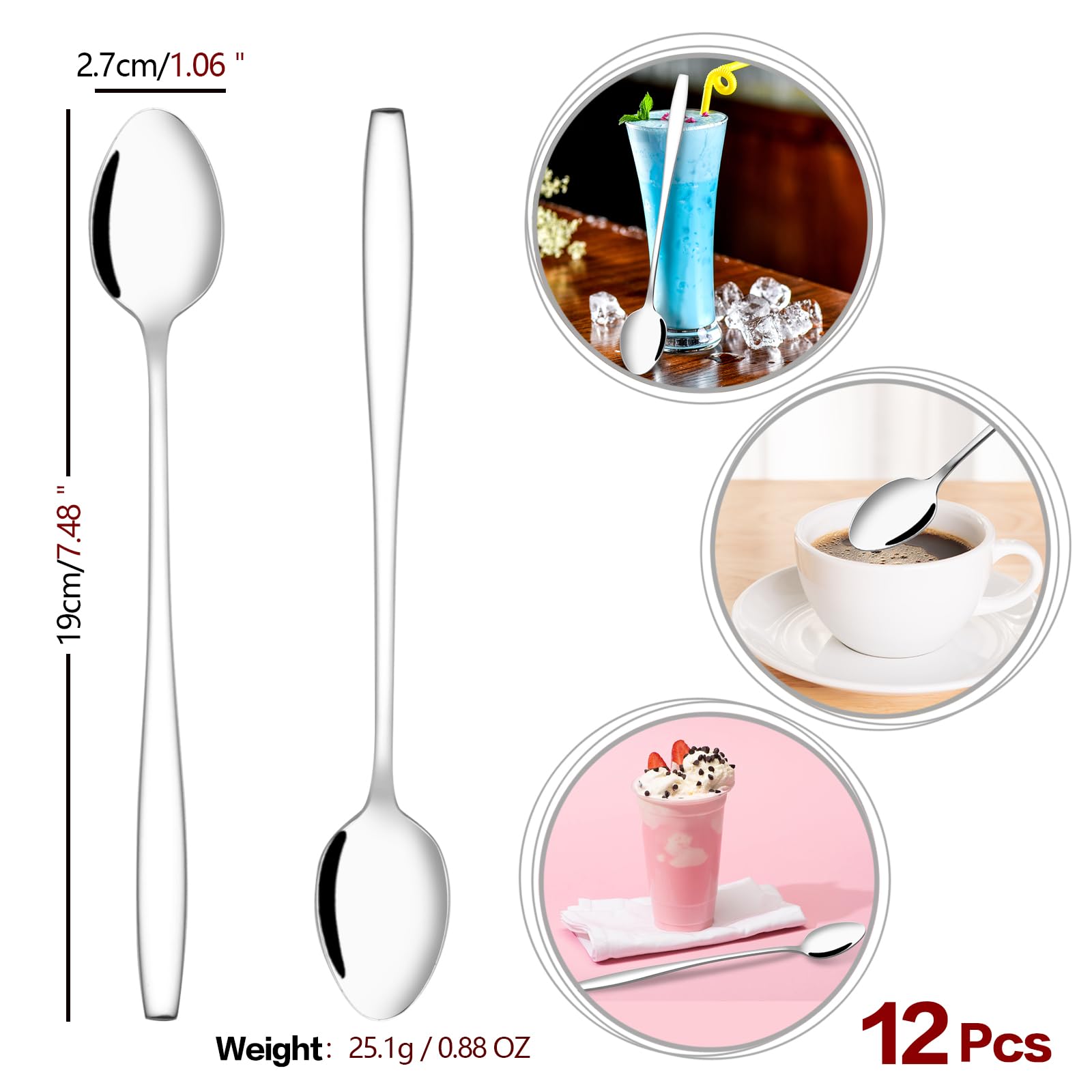 Snapklik.com : Pekky 7.5-Inch Long Handle Iced Teaspoon