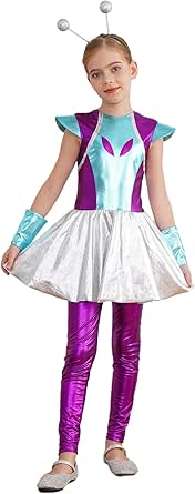 Amazon.com: Lorilida 3Pcs Girls Alien Costume Kids Outer Space Outfit ...