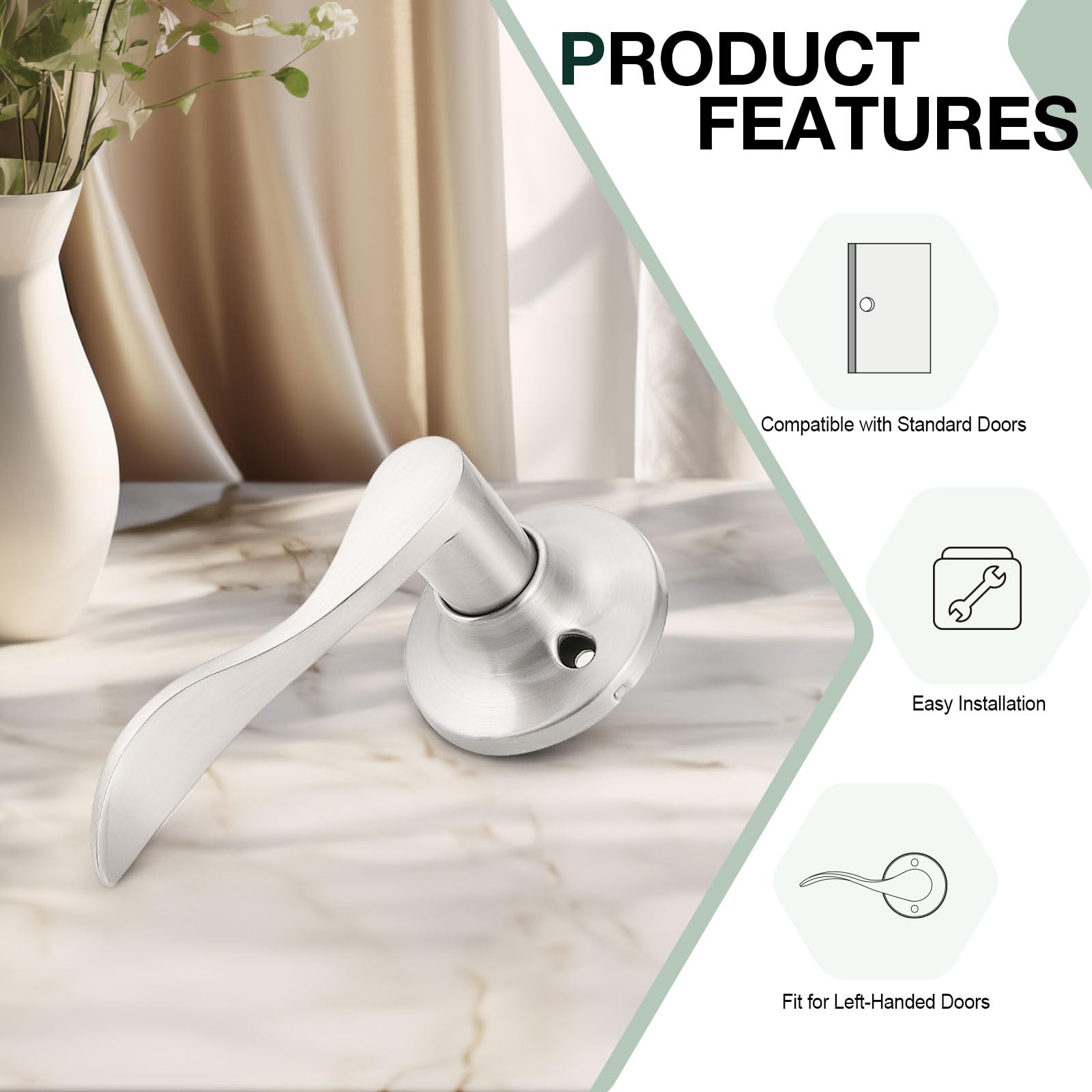 Snapklik.com : 4 Pack Single Dummy Door Levers Left Handed Brushed ...