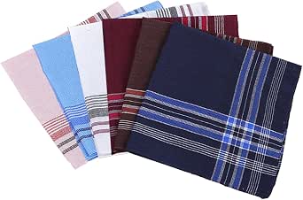 MUEEAD 6 Pack Men's Handkerchiefs - Plaid & Cotton Pocket Squares ...