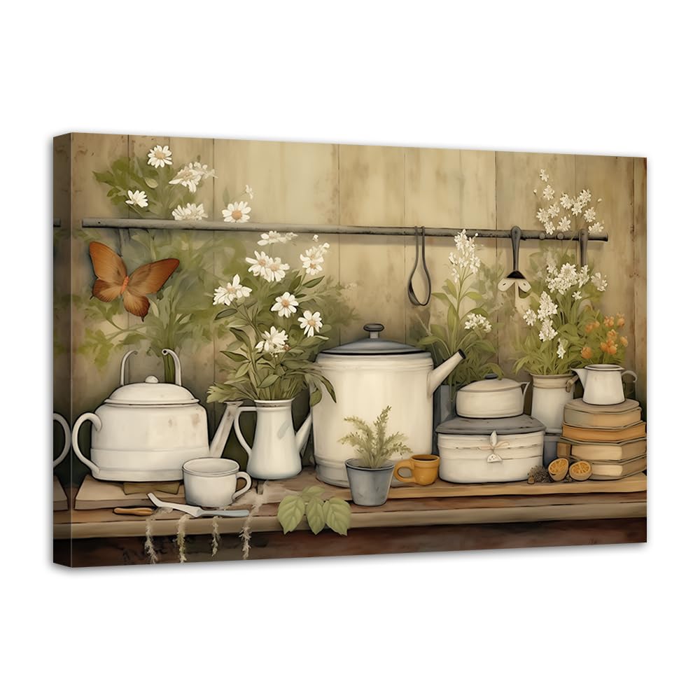 Amazon.com: Rustic Kitchen Canvas Wall Art Farmhouse Kitchen Pictures ...