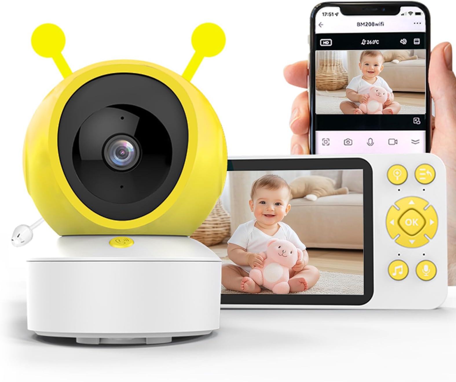 Amazon.com: ARENTI Baby Monitor WiFi 6 Smartphone App, 5-inch Wireless ...