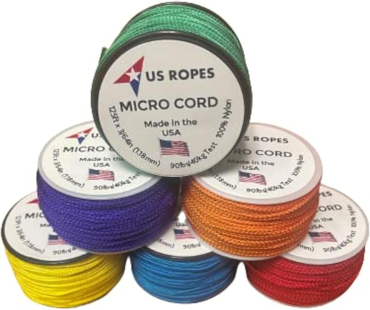 Amazon.com: US Ropes 6 Pack Tactical Nylon Micro Cord 1.18mm X 125ft ...
