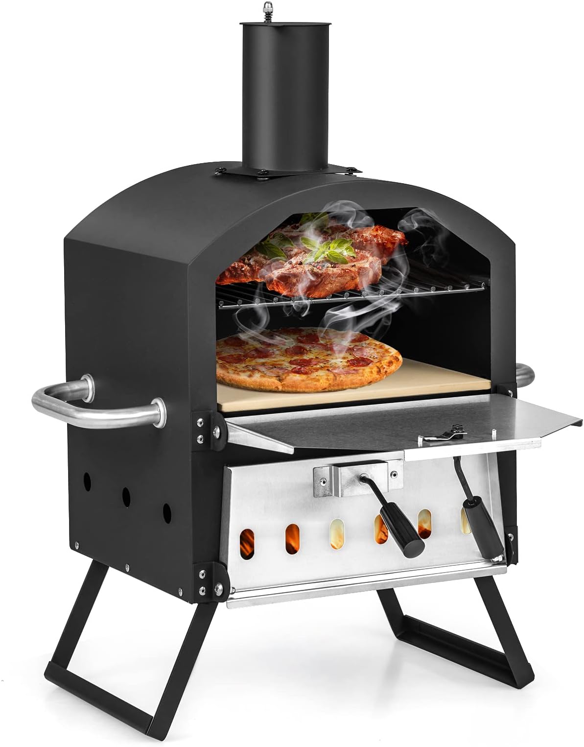 Amazon.com: 32.5" Outdoor Wood Fired Red Enamel Stainless Steel Artisan ...