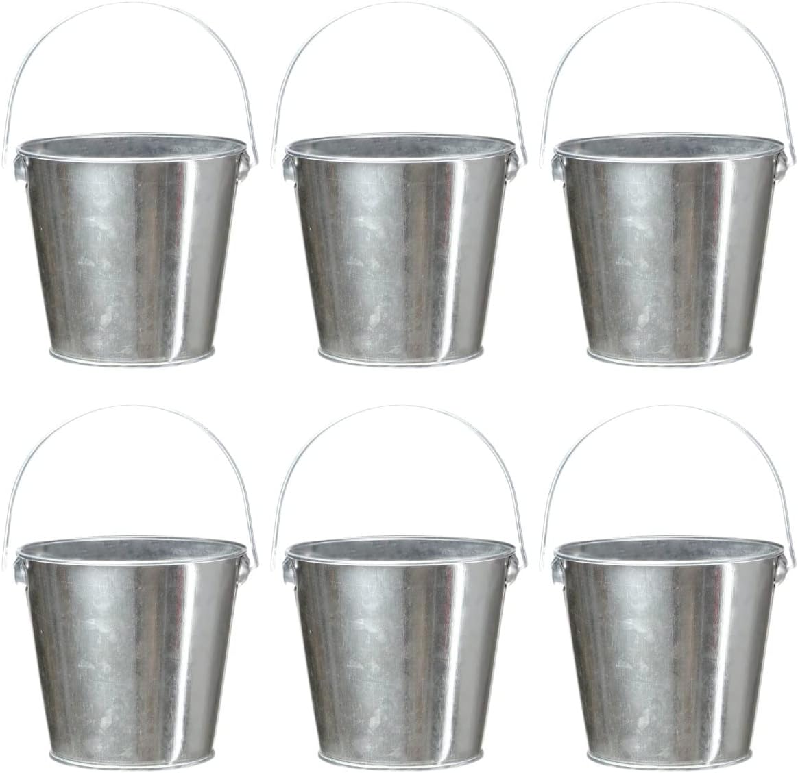 Amazon.com: 6 Pack Small Galvanized Metal Buckets with Handles, Mini ...