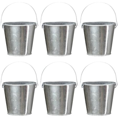 Amazon.com: Stonebriar Small Antique Galvanized Metal Double Bucket ...