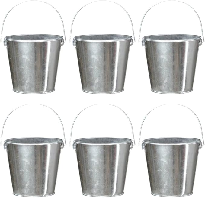 Amazon.com: TAKMA Galvanized Tin Metal Buckets with Handle, 6 Pack 5.91 ...