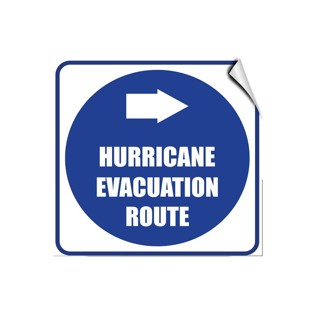 Hurricane Evacuation Route with Right Arrow Hazard Label Decal Sticker ...