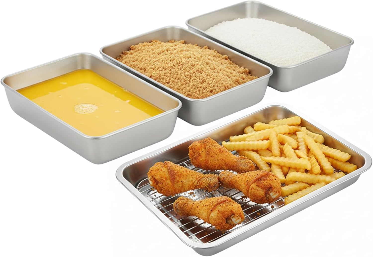 Amazon.com: GOVNPJ Set of 3 Breading Pans, Chicken Cutlet Dredging ...