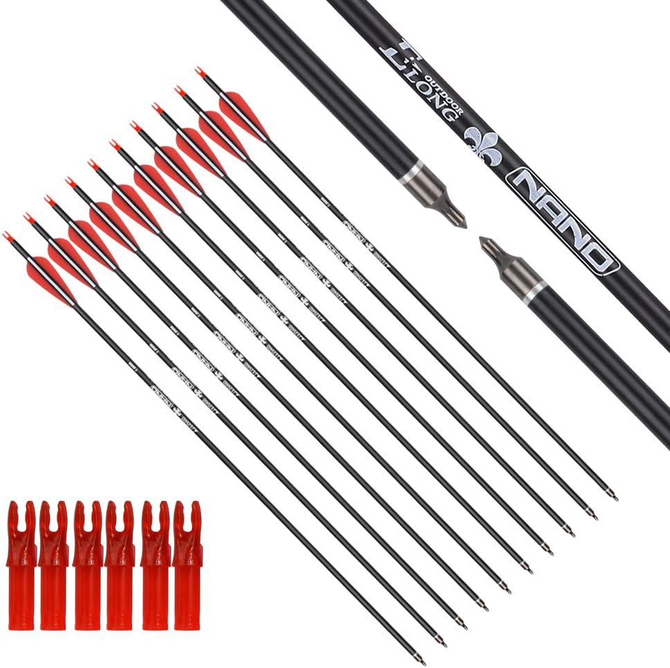Carbon Arrow Hunting Arrows with 100 Grain Removable Tips for Archery ...
