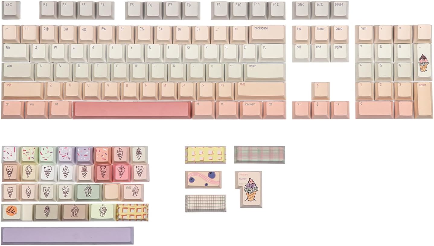 KiiBOOM x Strawberryjam1986 Berry Cream Keycap Set, 137 Keys Cherry ...