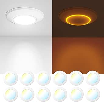 Amico 12 Pack 5CCT 5/6 Inch LED Disk Lights with Night Light, Dimmable ...