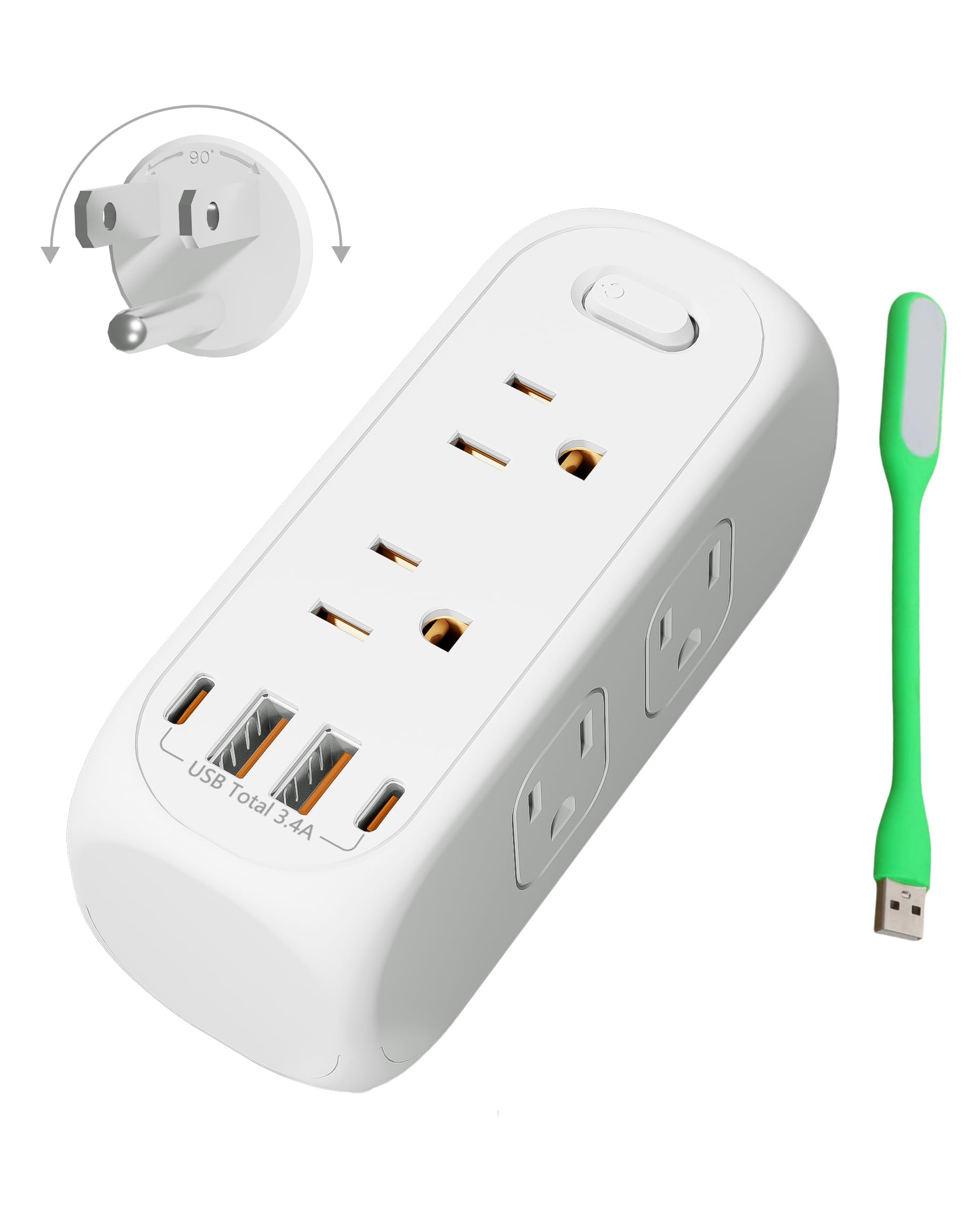 Amazon.com: USB Outlet Extender Surge Protector - with Rotating Plug, 6 ...