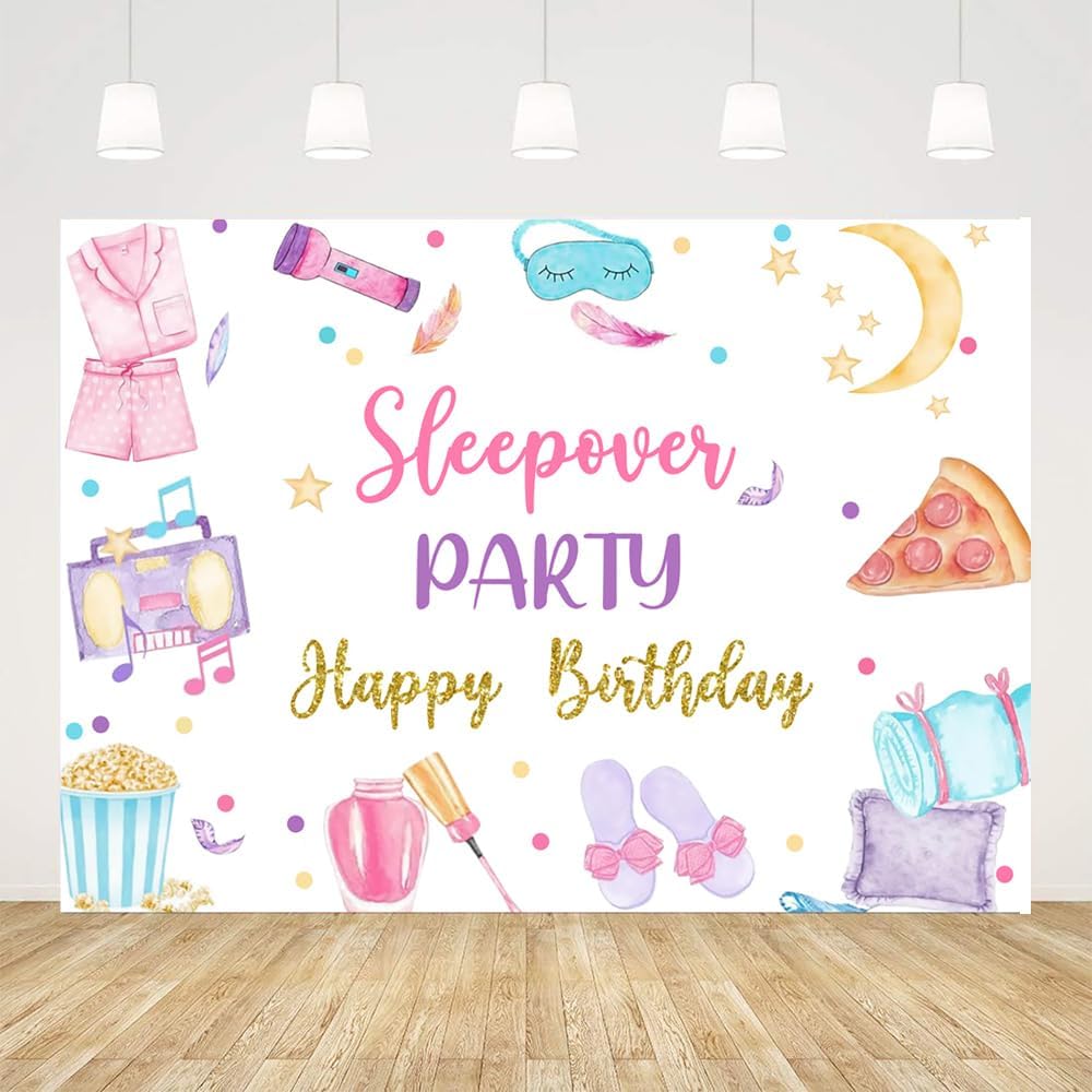 Amazon.com: Kreatwow Sleepover Party Backdrop for Girls Rose Gold ...