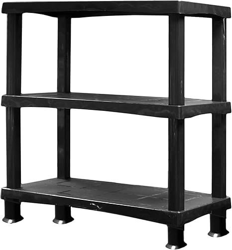 ALEEZ - 3 Tier Plastic Shelving Unit - Heavy Duty Storage Shelves ...